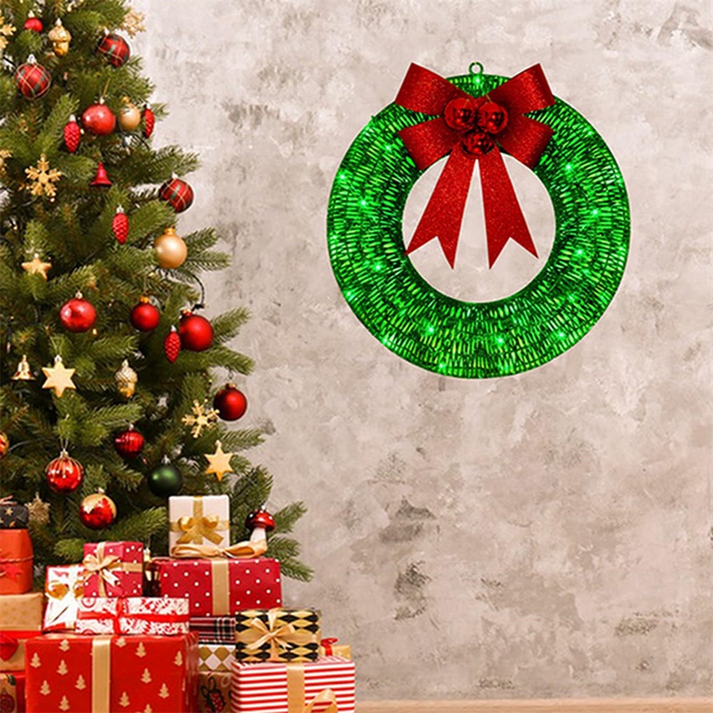 Corona de Navidad, corona de metal con luces LED, lazo grande ...