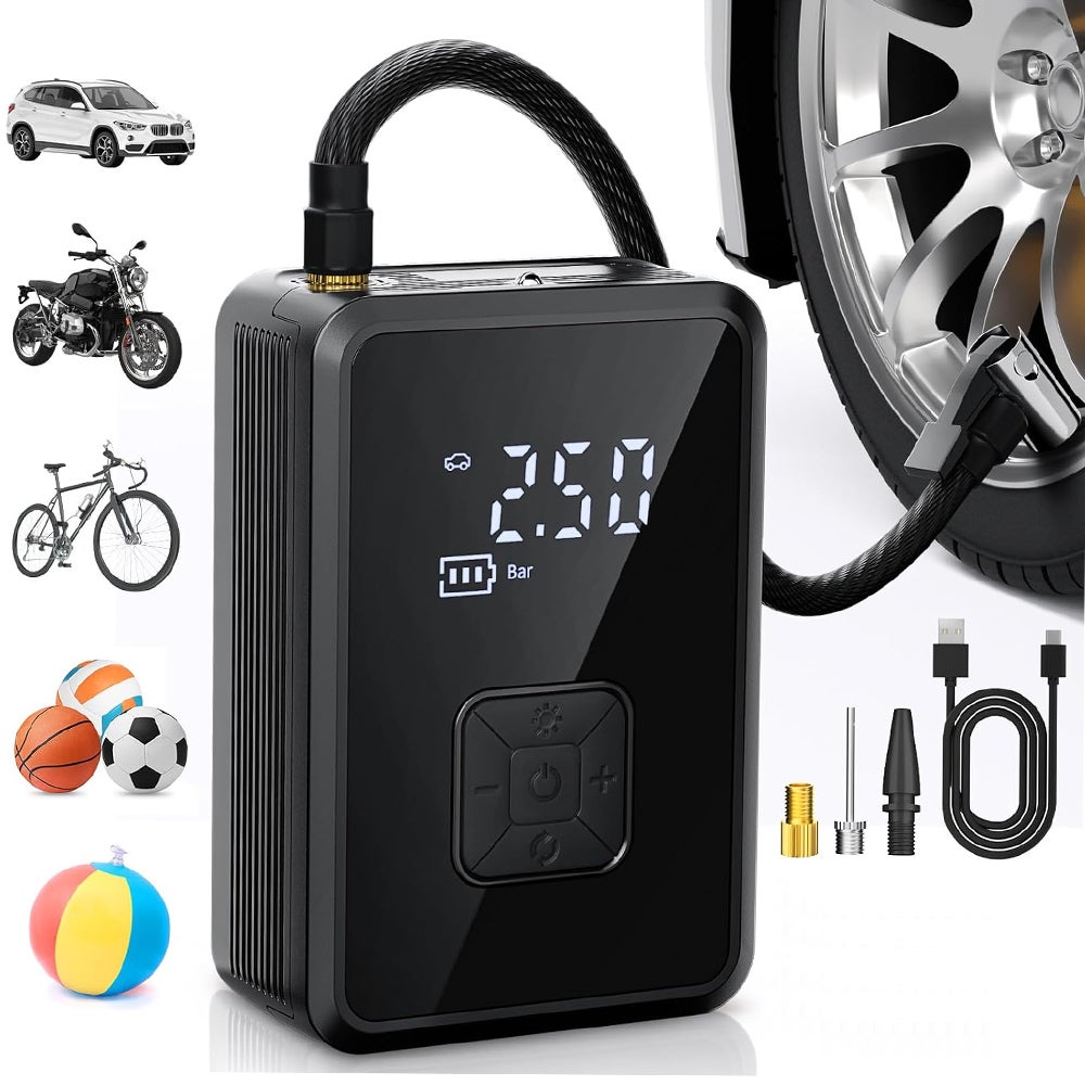 Gonfleur Pneus Voiture sans Fil Mini Compresseur à Air Portatif 150 PSI (10,3 Bar) Inflation ...