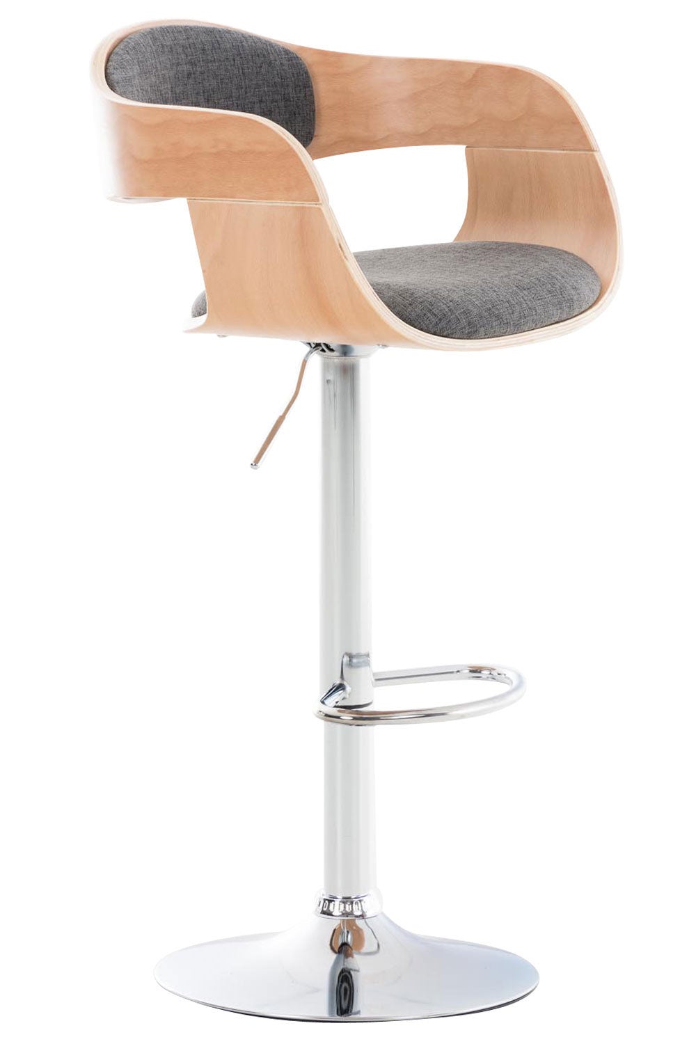 Tabouret de bar x1 design scandinave en tissu gris clair et structure ...