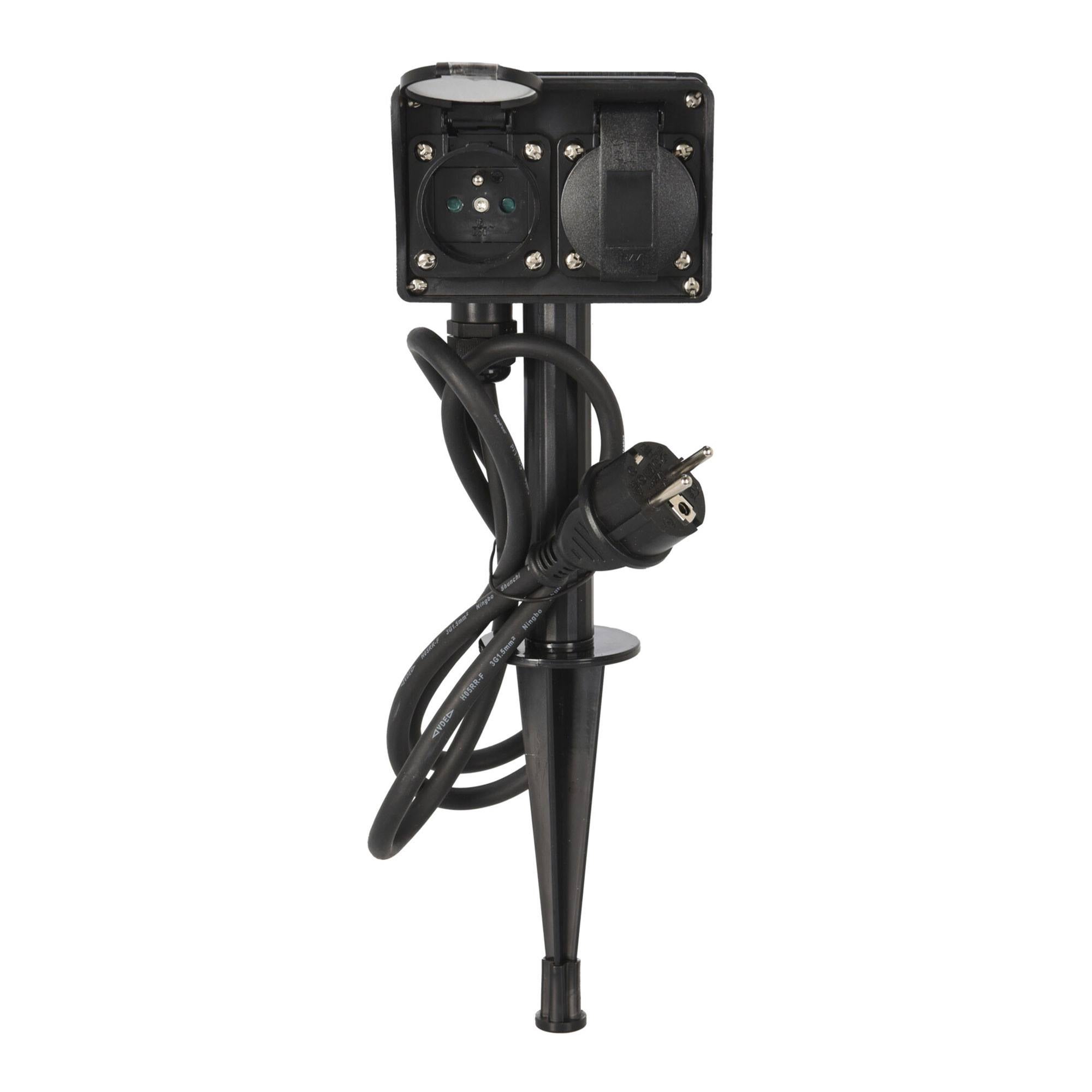 Pincho de Jardín con 4 enchufes alemanes (2+2) con cable de 1,5m ...