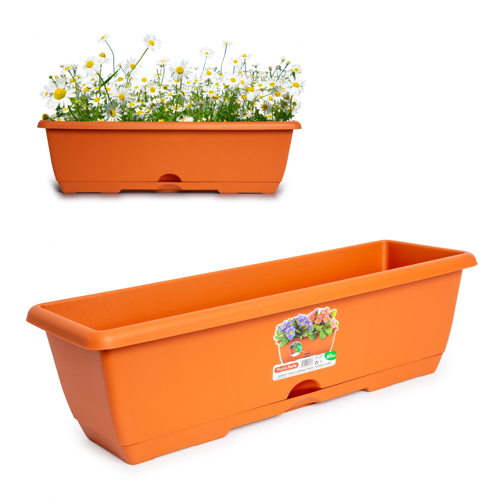 Plastic Forte - Jardinera Rectangular 60 cm con Plato Integrado. Terracota | Leroy Merlin