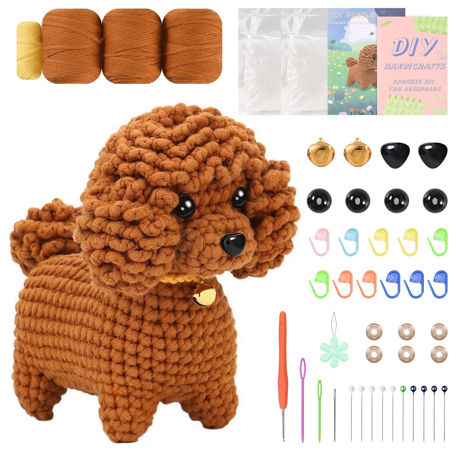 Kit de ganchillo para tejer un caniche toy, kit completo para ...