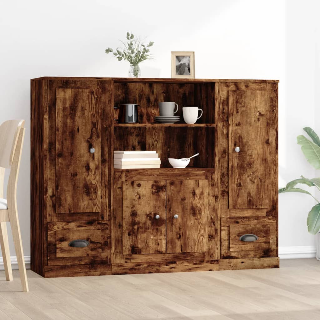 Maison Exclusive Buffets 3 pcs chêne fumé bois d'ingénierie | Leroy Merlin