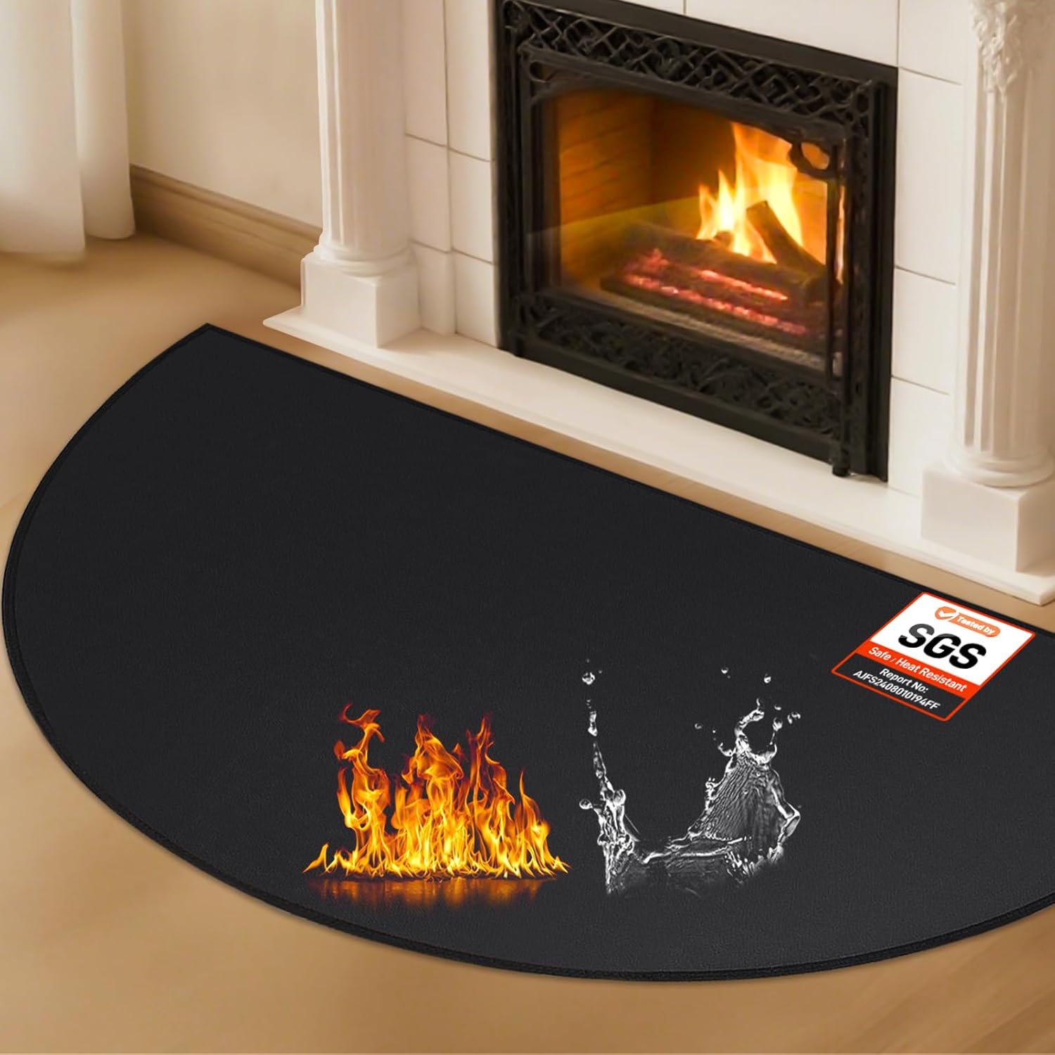 Tapis de cheminée ignifuge, 150 x 81 cm, pour poêle à bois, intérieur ...