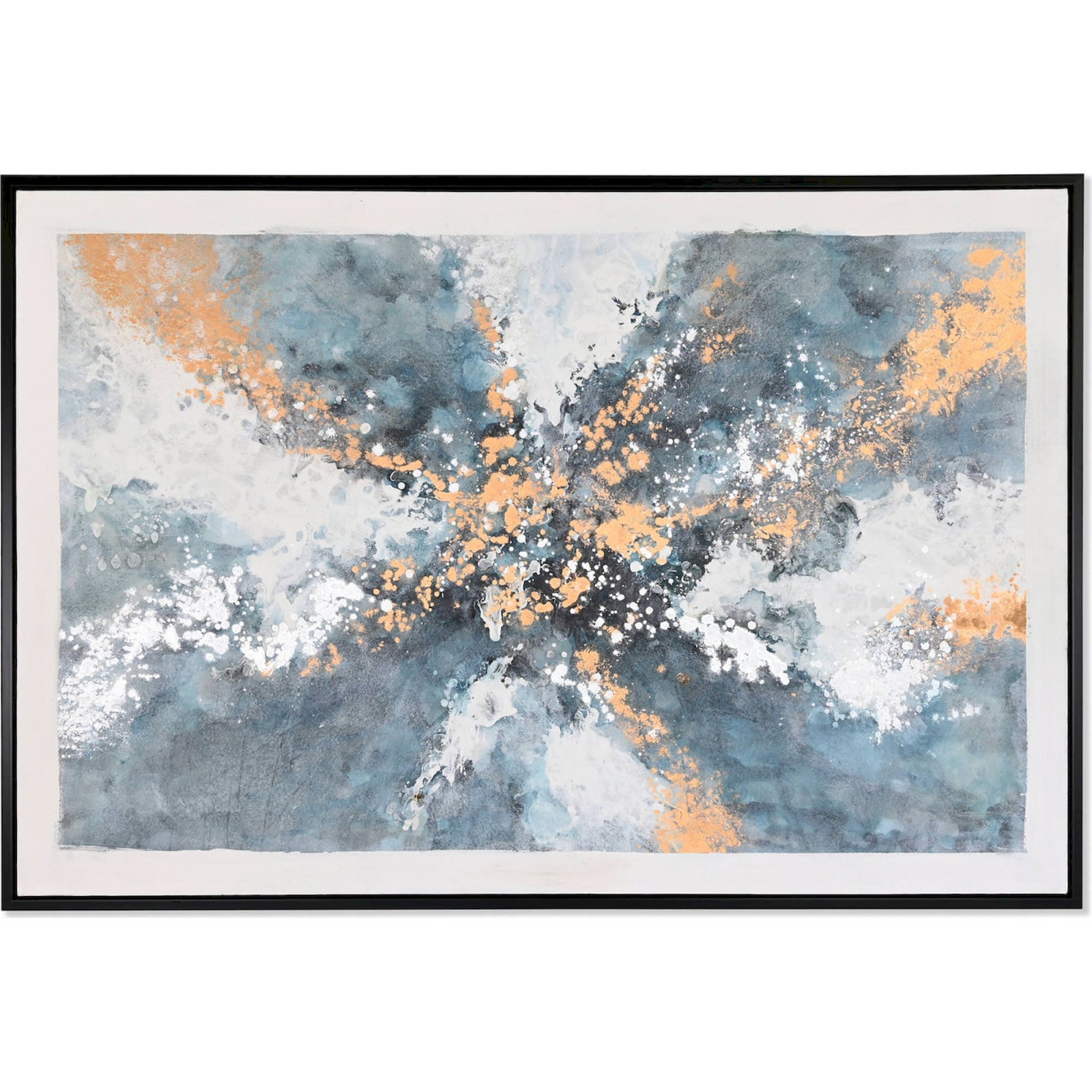 Tableau Abstrait élégance bleue et or pour style raffiné 156 x 3,8 x ...