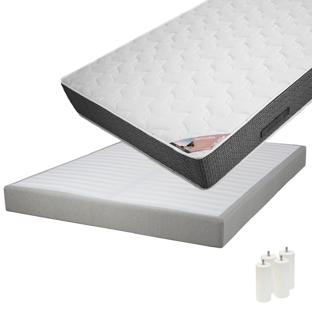 BERMUDES - Pack Matelas 140x190 + Sommier Tapissier Démontable 2x20 ...