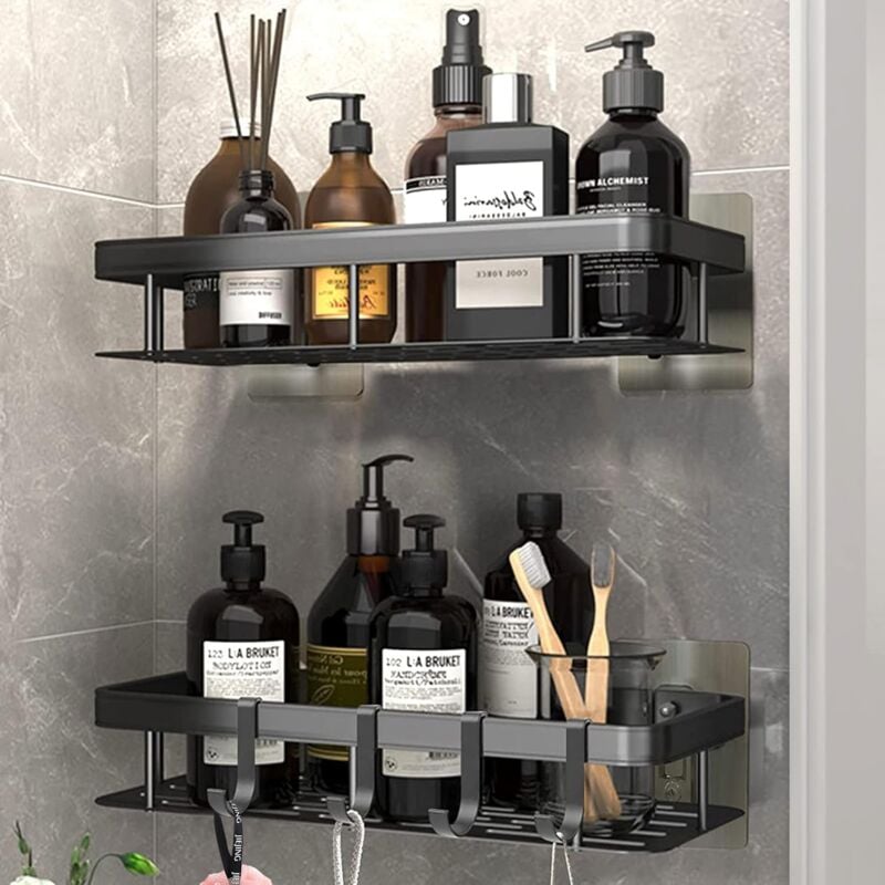 Ensemble de 2 supports de douche, aucun perçage requis, support mural ...
