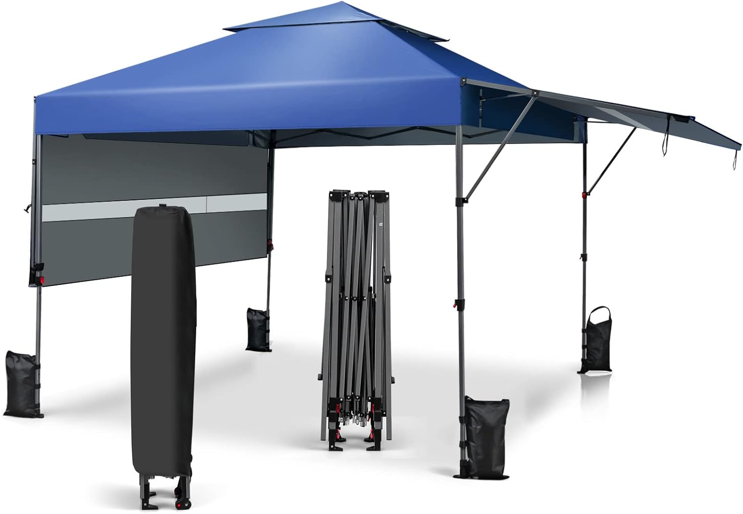 COSTWAY Carpa Plegable 3X3 Impermeable, Carpa para Exterior con Ruedas ...