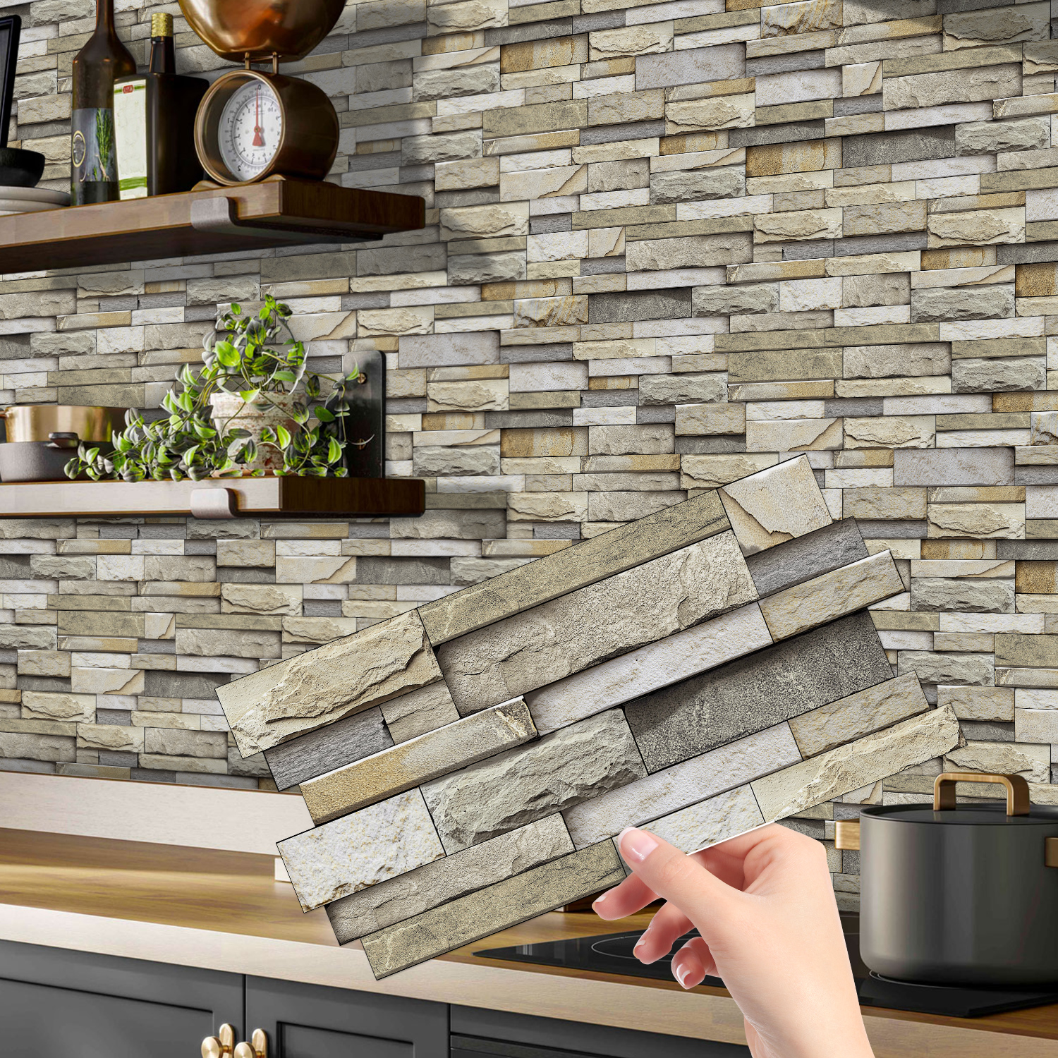 12 pièces de crédence autocollante, Stickers muraux en marbre, Stickers ...