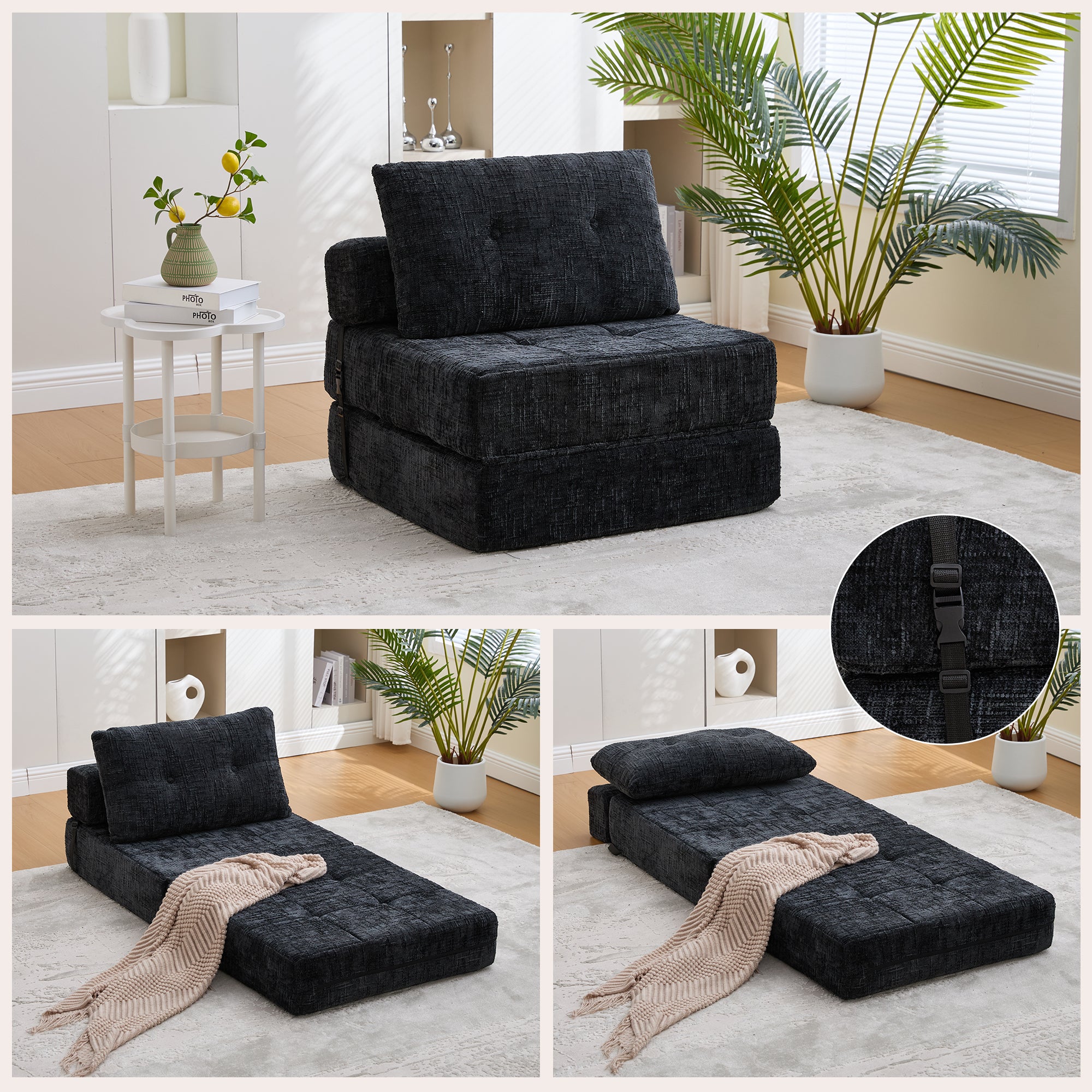 Sofá cama plegable, sofá cama con cojines, colchón plegable con ...
