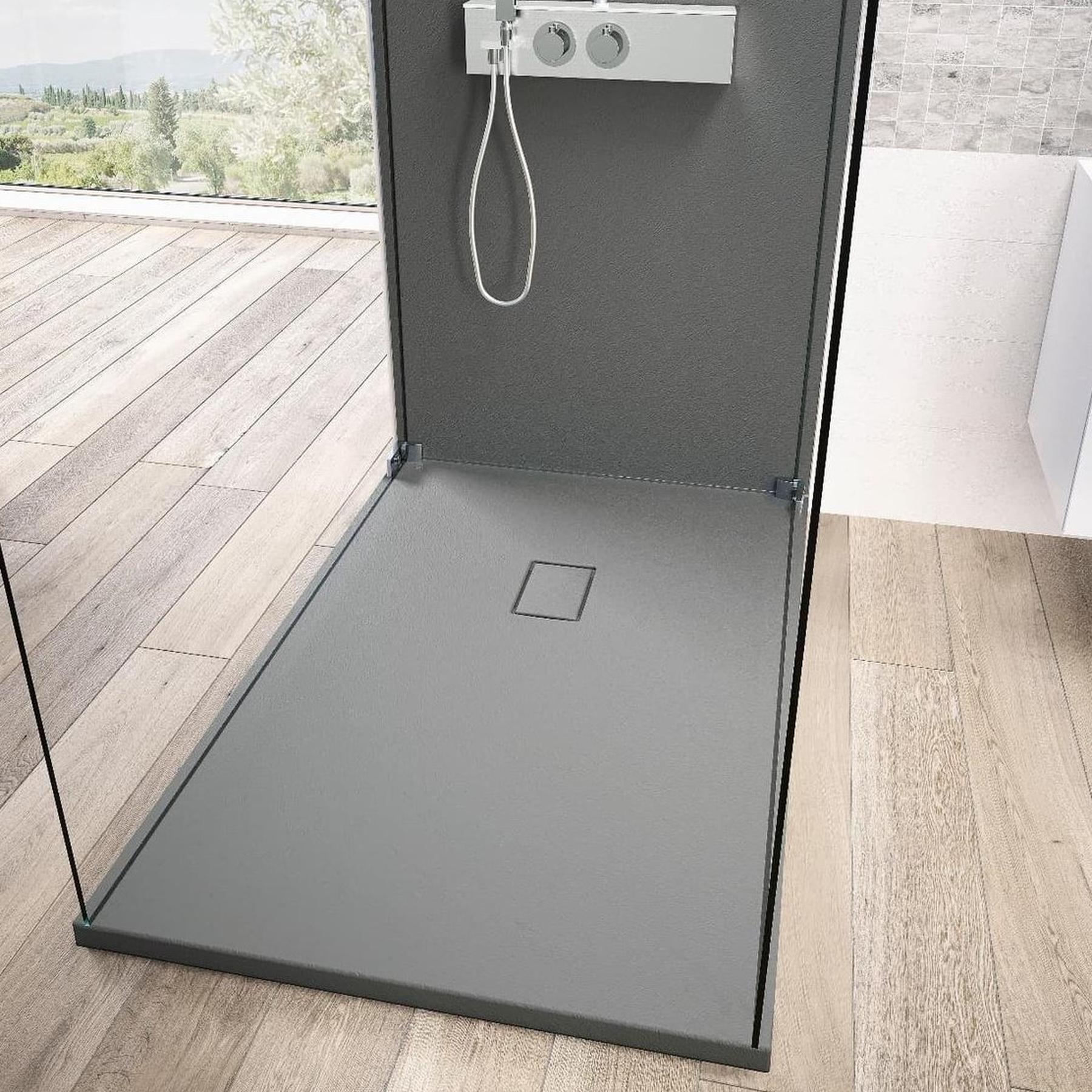 Receveur de douche Kinedo Kinesurf découpable 100x80 gris béton aspect ...