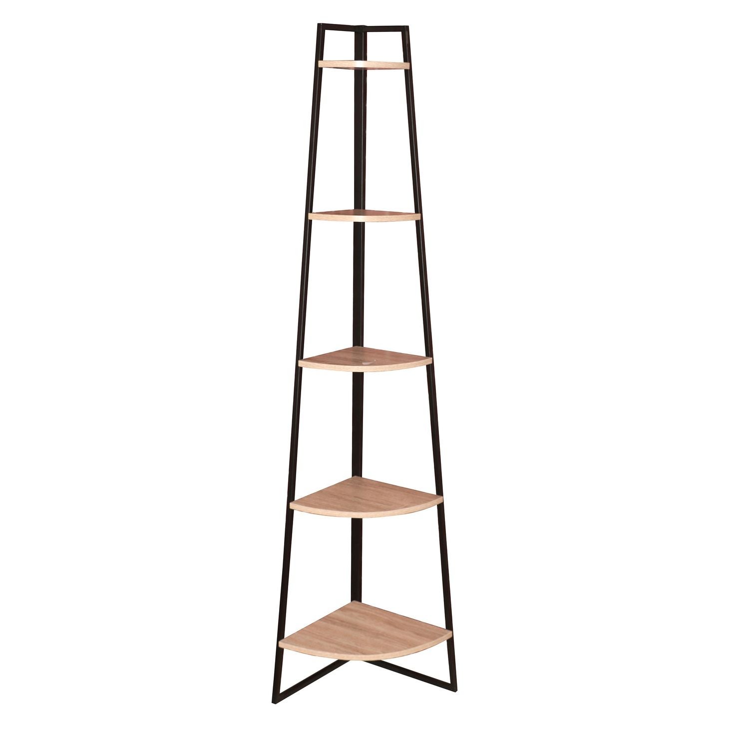 Etagère d'angle en métal et bois Colorado - L. 34 x H. 180 cm - Noir ...