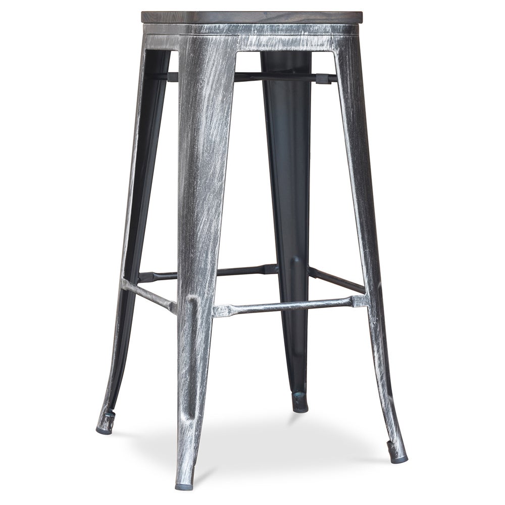 Tabouret de bar design industriel - Bois et acier - 76cm - Metalix ...