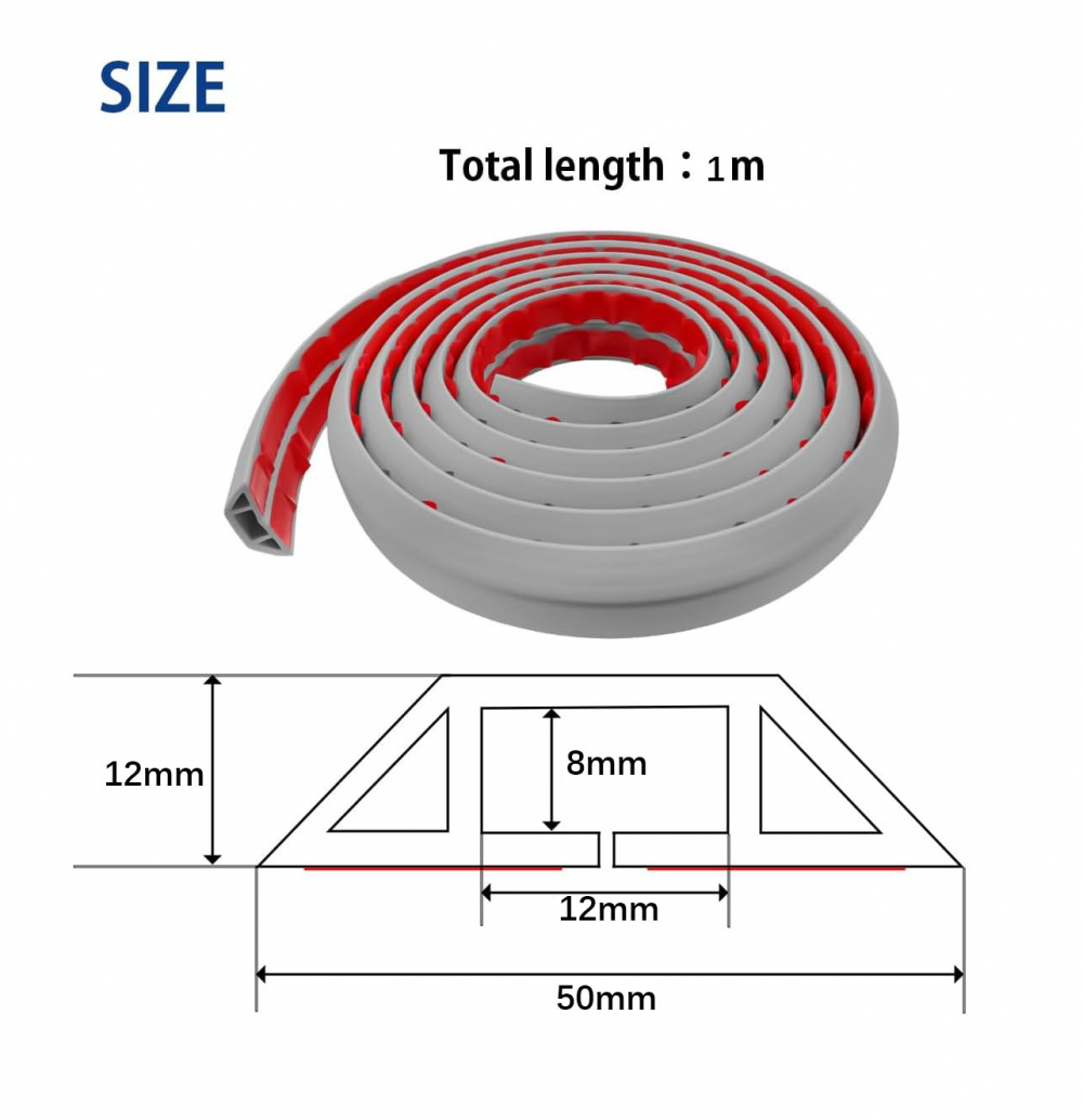 Passe Cable Sol Cache Fil Électrique Sol Auto-Adhésif 1M x 50mm Petit ...