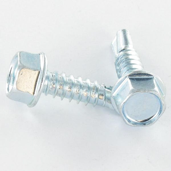Vis autoperceuse Tête hexagonale TH Embase collerette Lisse 6.3X38 Acier zingué blanc RAL9002 ...
