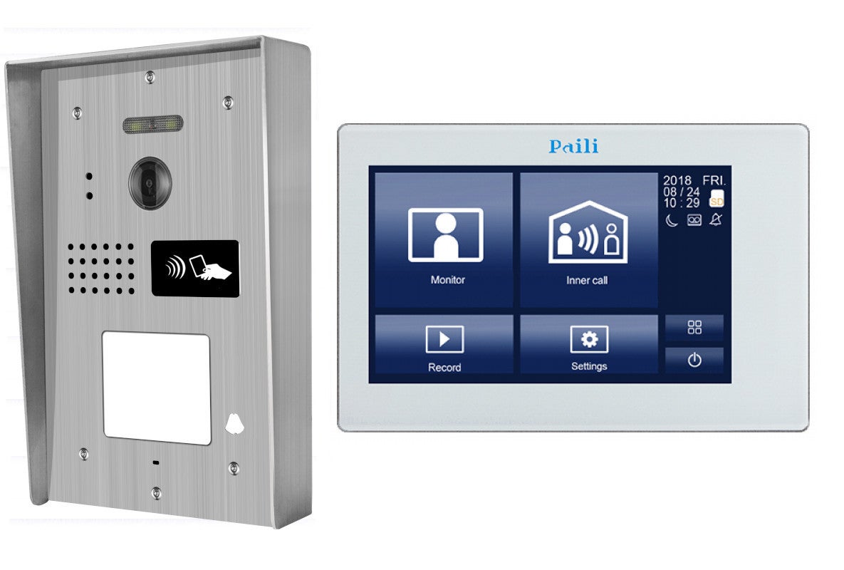 Portier interphone modern en applique 2 fils 1 appartement / 1 écran 7 ...