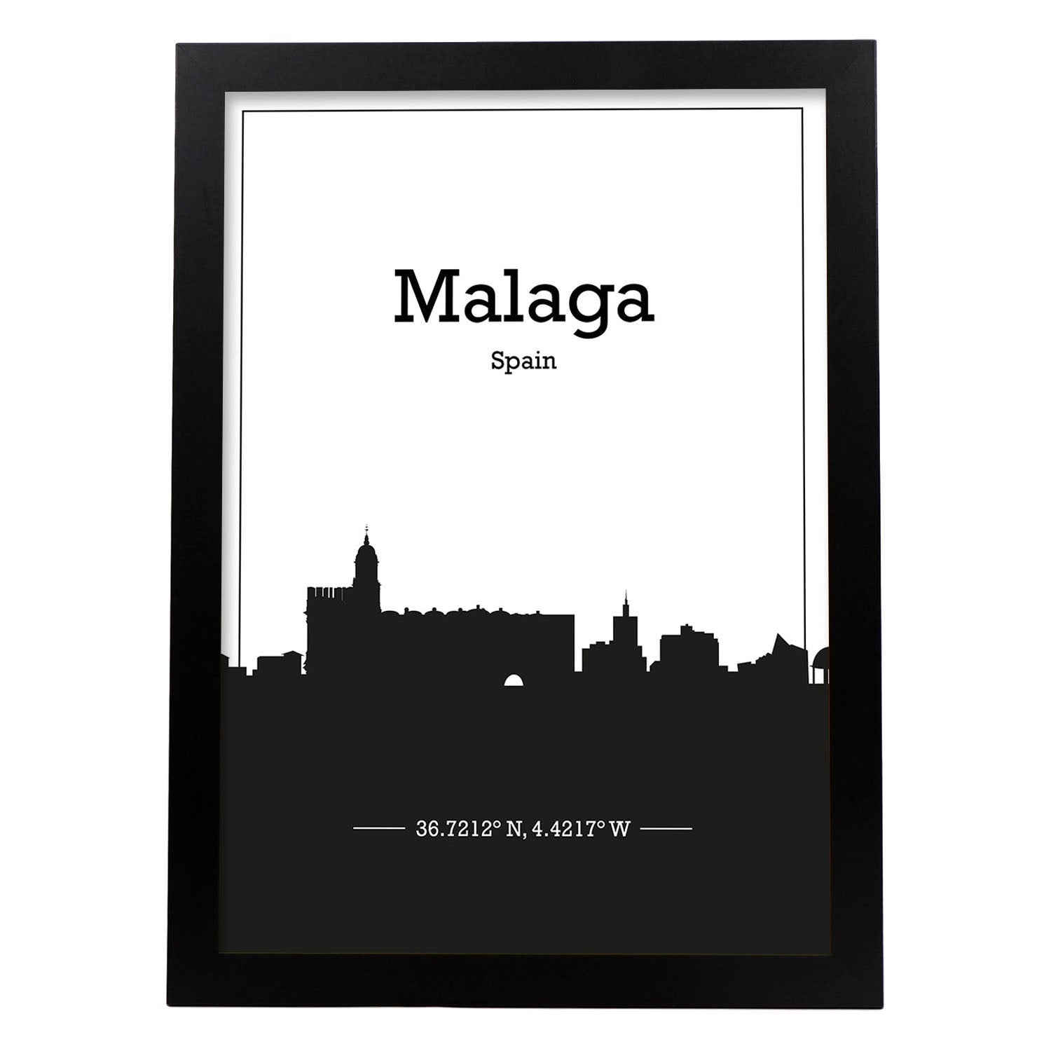 Affiche De La Carte Malaga - Espagne. Skyline Cities Fiches D'europe ...