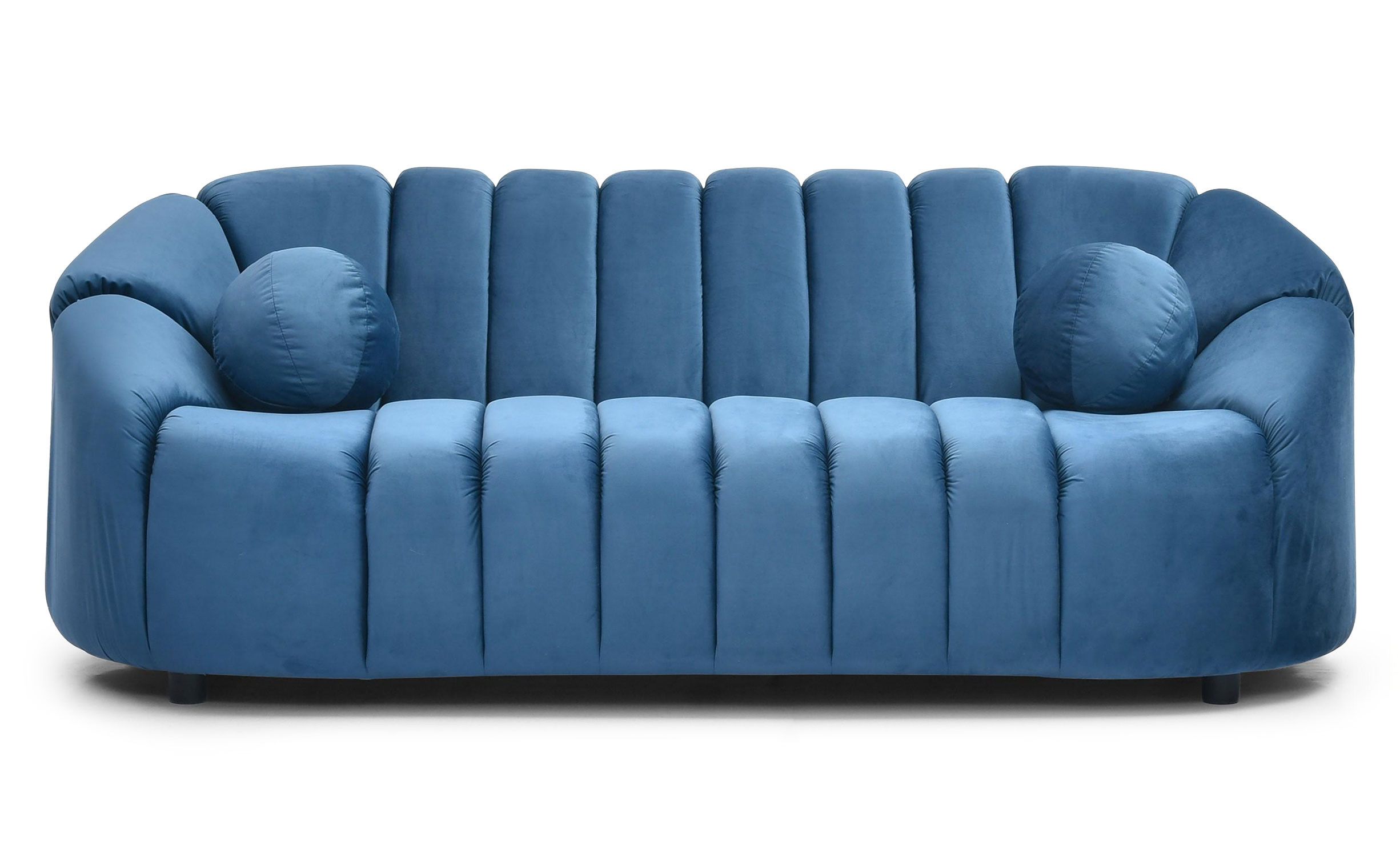 Canapé 3 places design Sidonie Velours Bleu | Leroy Merlin