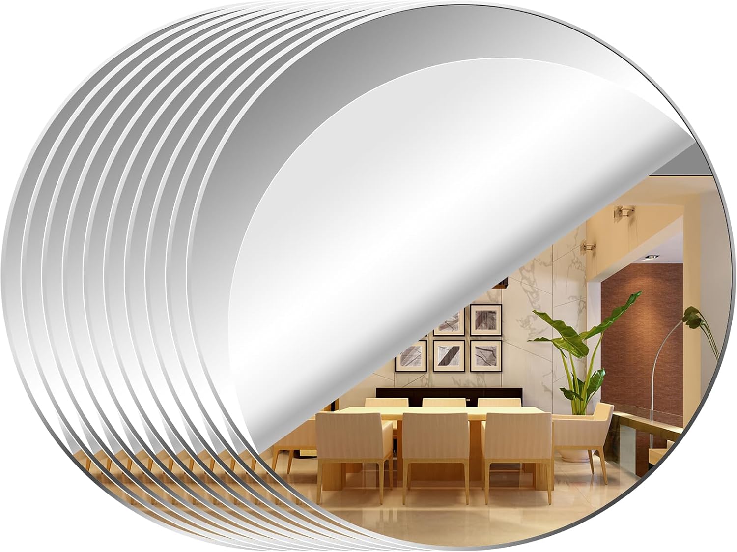 Lot de 10 autocollants muraux flexibles en acrylique, miroir décoratif ...