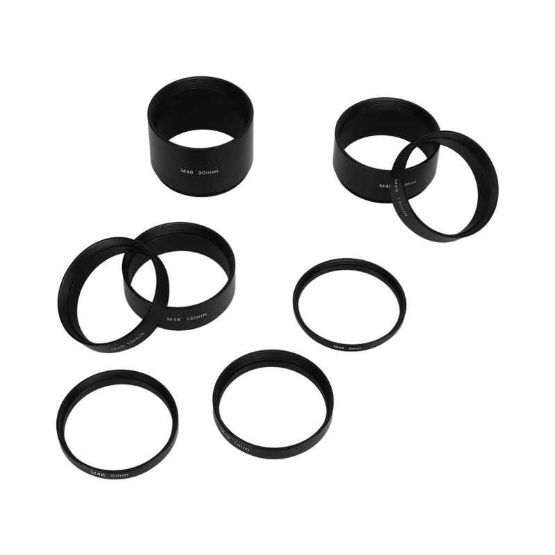 8 PCS M48X0.75 Focal Length Extension Tube Kit 3 5 7 10 12 15 20 30mm ...