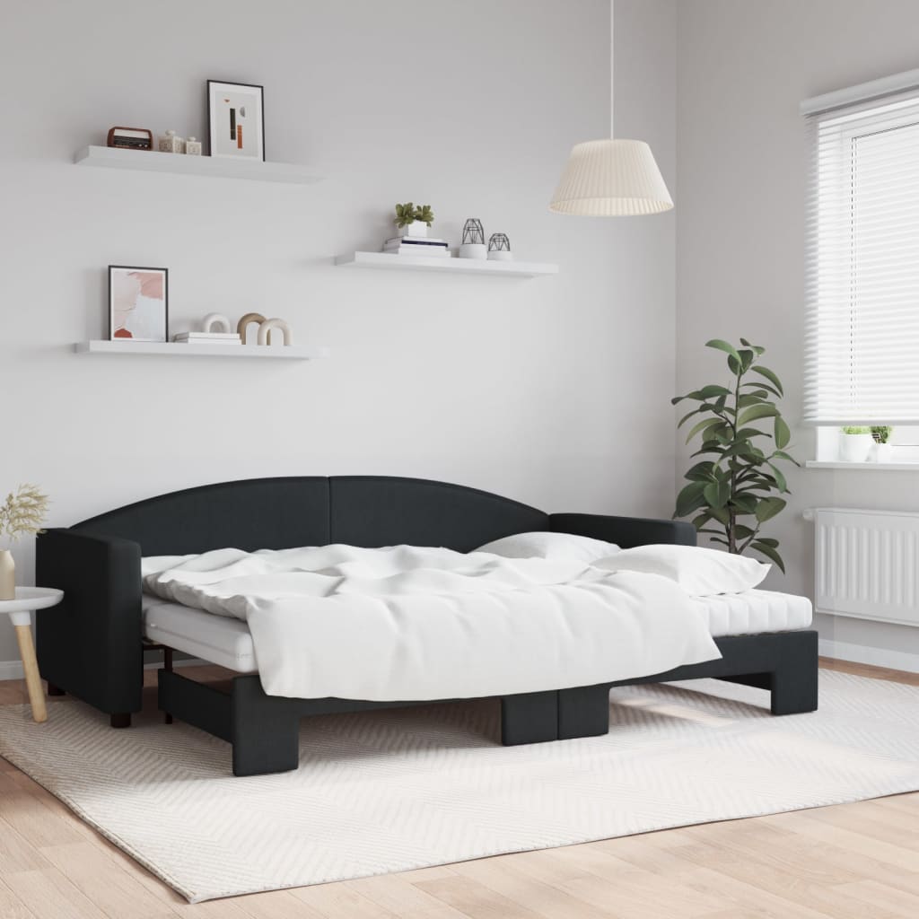 VidaXL Sofá cama nido con colchón tela negro 80x200 cm | Leroy Merlin