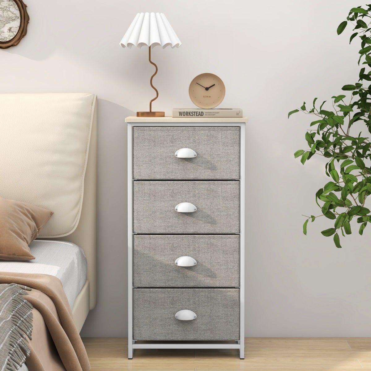 Commode | Armoire de Rangement 4 Tiroirs Table Nuit Tiroirs Pliants ...