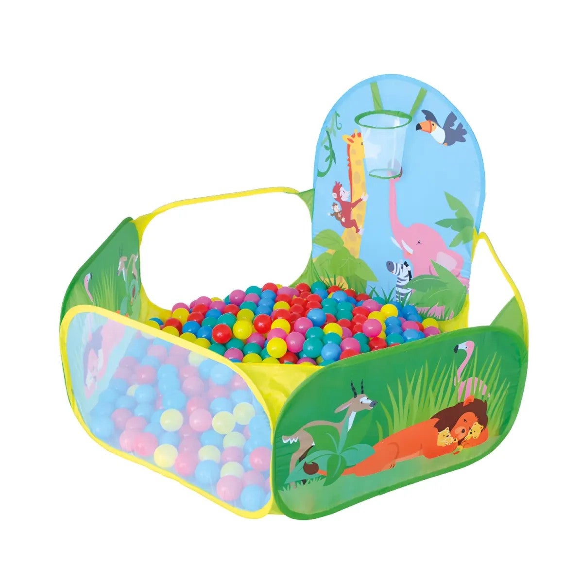 Recinto Pop-up per Bambini Richiudibile con Canestro e Palline Colorate ...