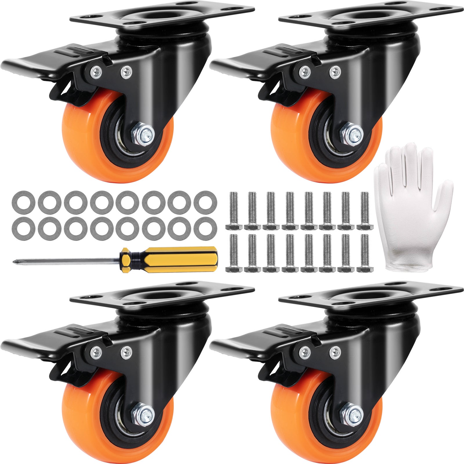 4PCS Roulettes Pivotantes à Plaque SucceBuy 50,8 mm en PVC, Roues ...