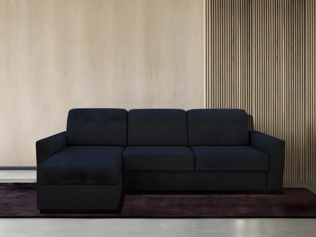 Canapé d'angle gauche convertible express en tissu gris anthracite ...