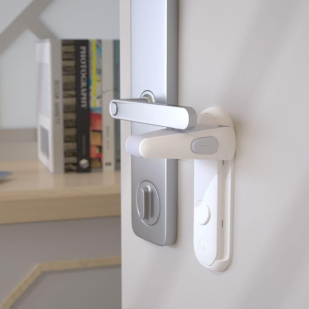2 Pièces Serrures à levier de porte pour enfants et petproof, serrures de poignée de porte pour ...