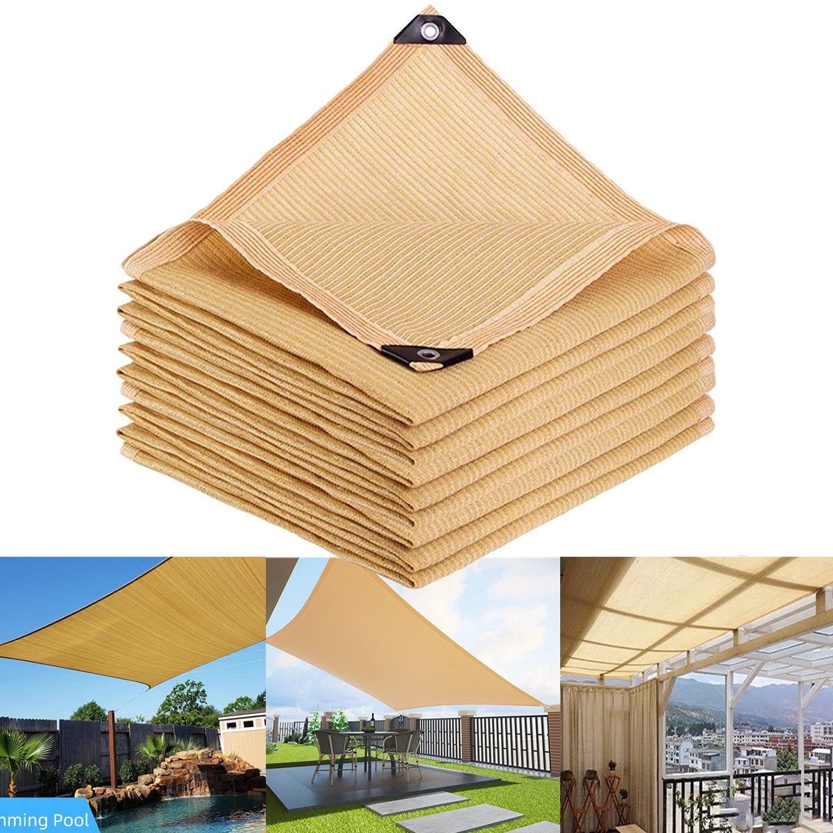 Voile d'ombrage, filet d'ombrage extérieur, tissu d'ombrage, auvent ...