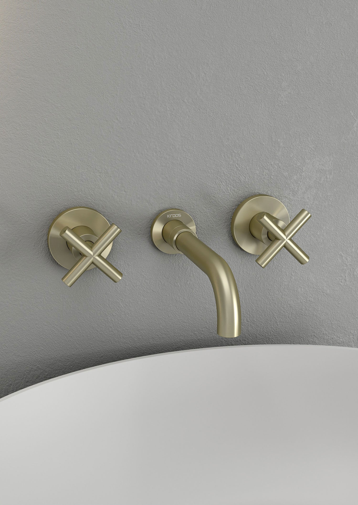 Robinet mélangeur lavabo mural Doré brossé - Corbeau | Leroy Merlin