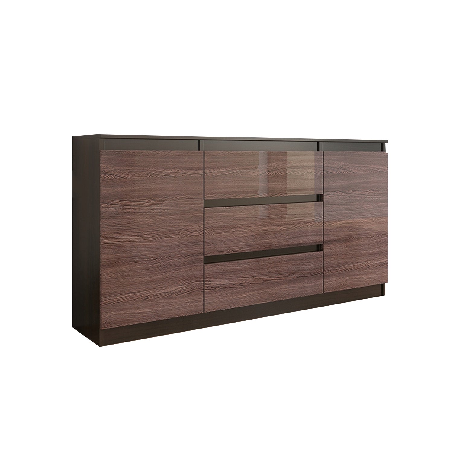 ALBI - Buffet de salon 3 tiroirs + 2 portes - 140x40x76 cm - Commode ...