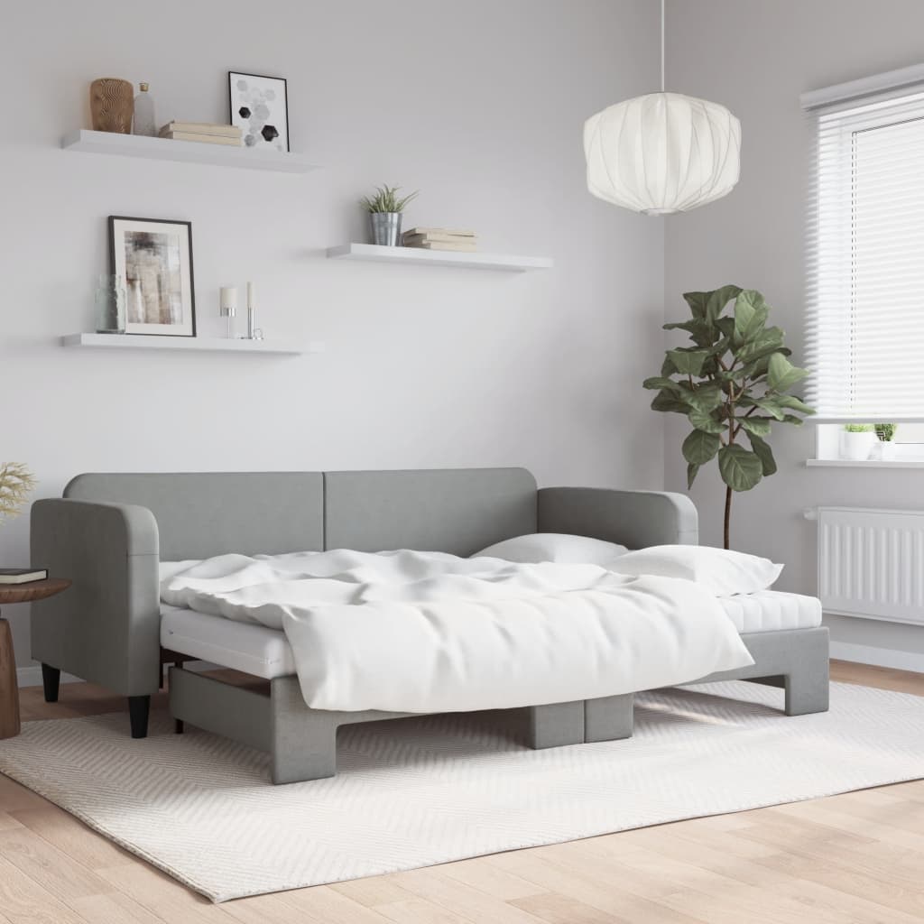 Maison Exclusive - Lit de jour avec gigogne et matelas gris clair ...