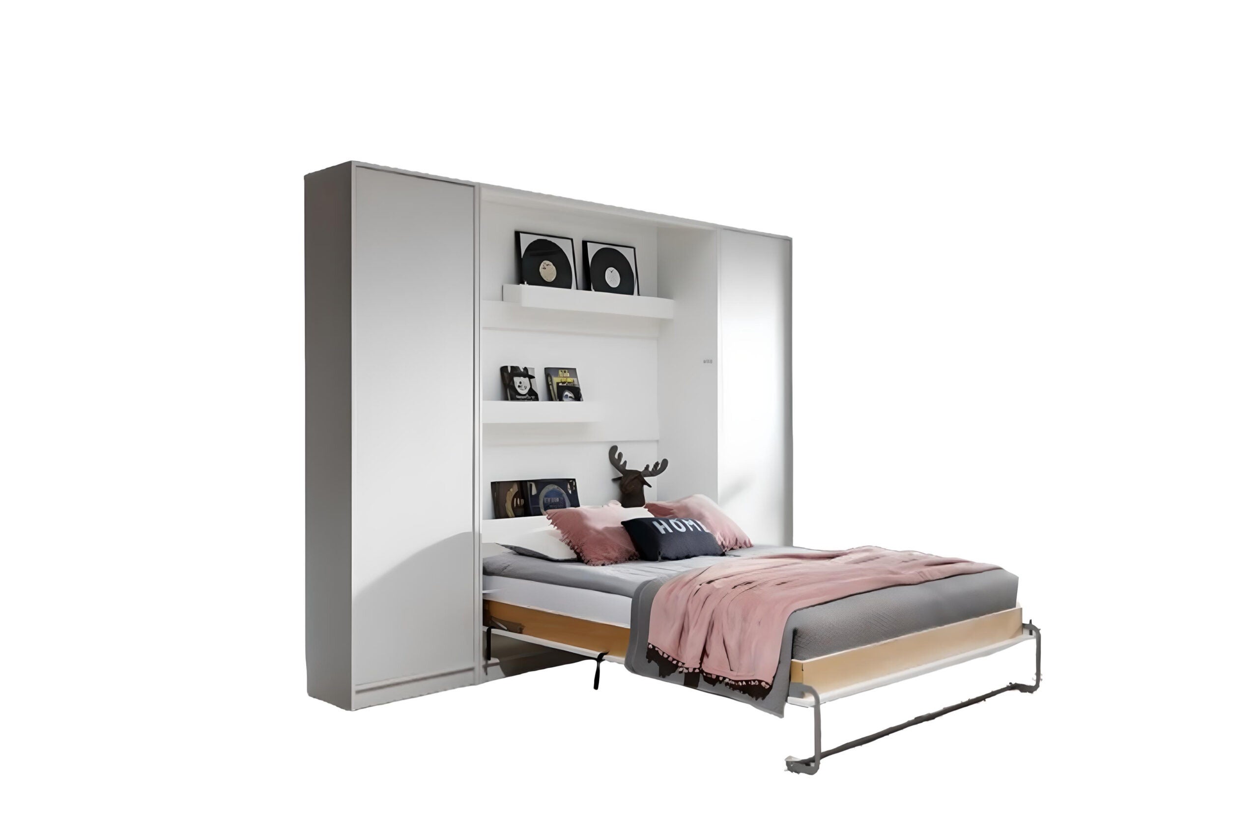 Lit escamotable vertical 140 x 200 cm avec 2 armoires mécanisme d ...