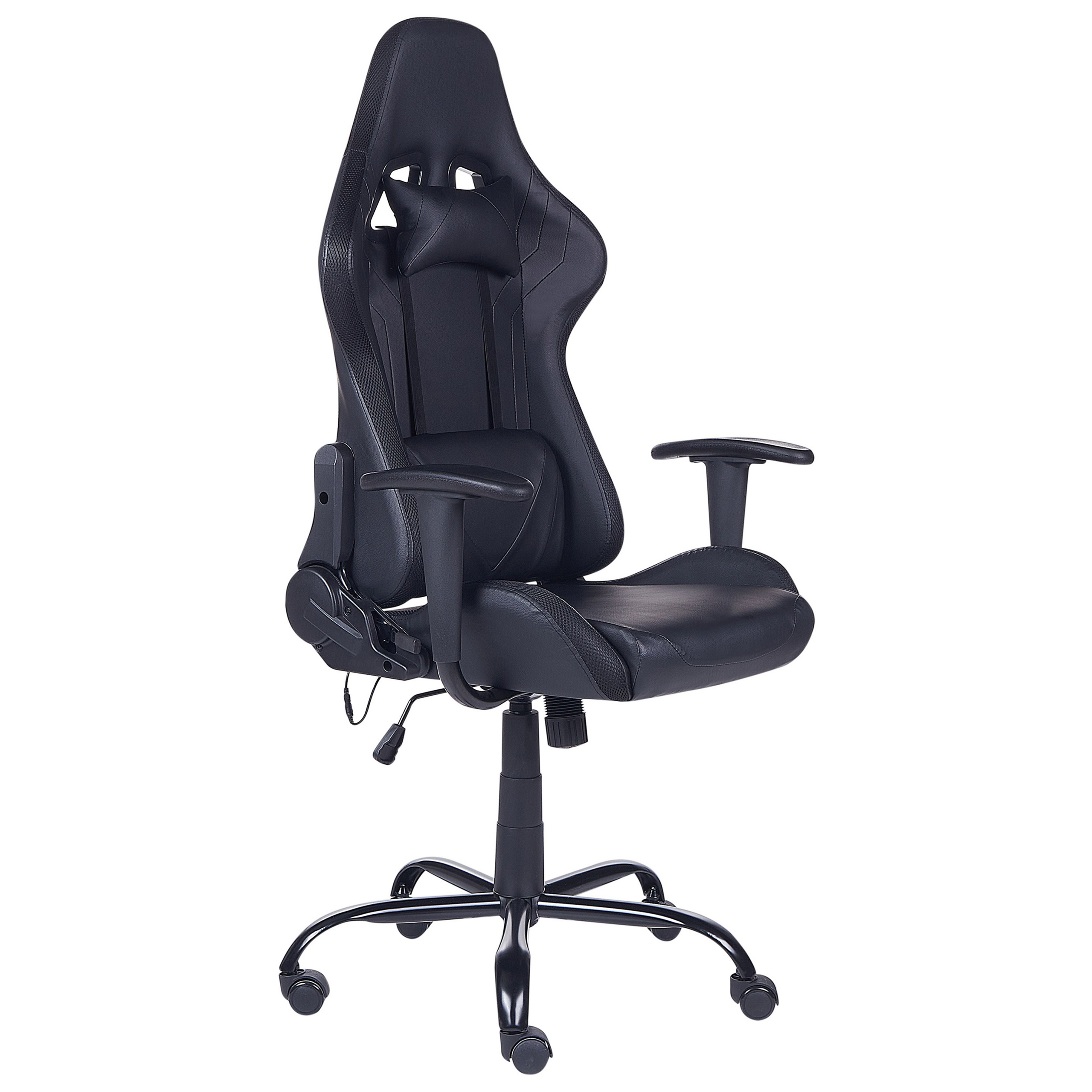 Beliani Chaise de gamer en cuir PU noir avec LED GLEAM | Leroy Merlin