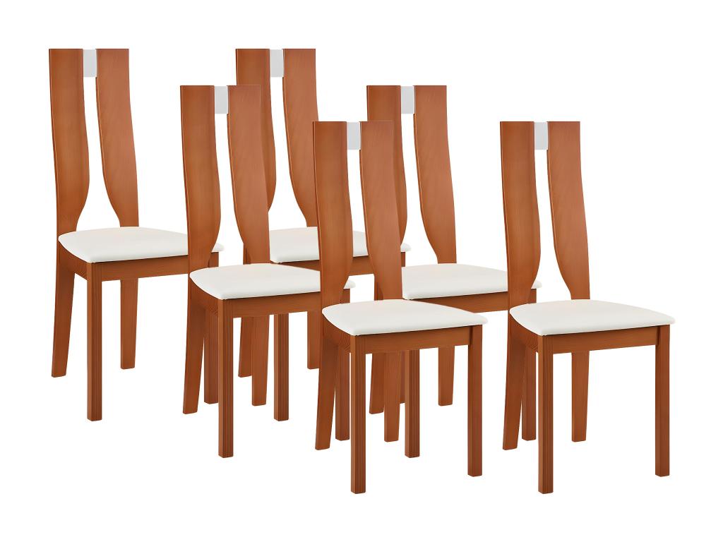 Lot de 6 chaises SILVIA - Hêtre massif - Merisier & Blanc | Leroy Merlin
