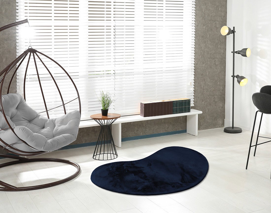 Joy - tapis organique - fausse fourrure - bleu | Leroy Merlin