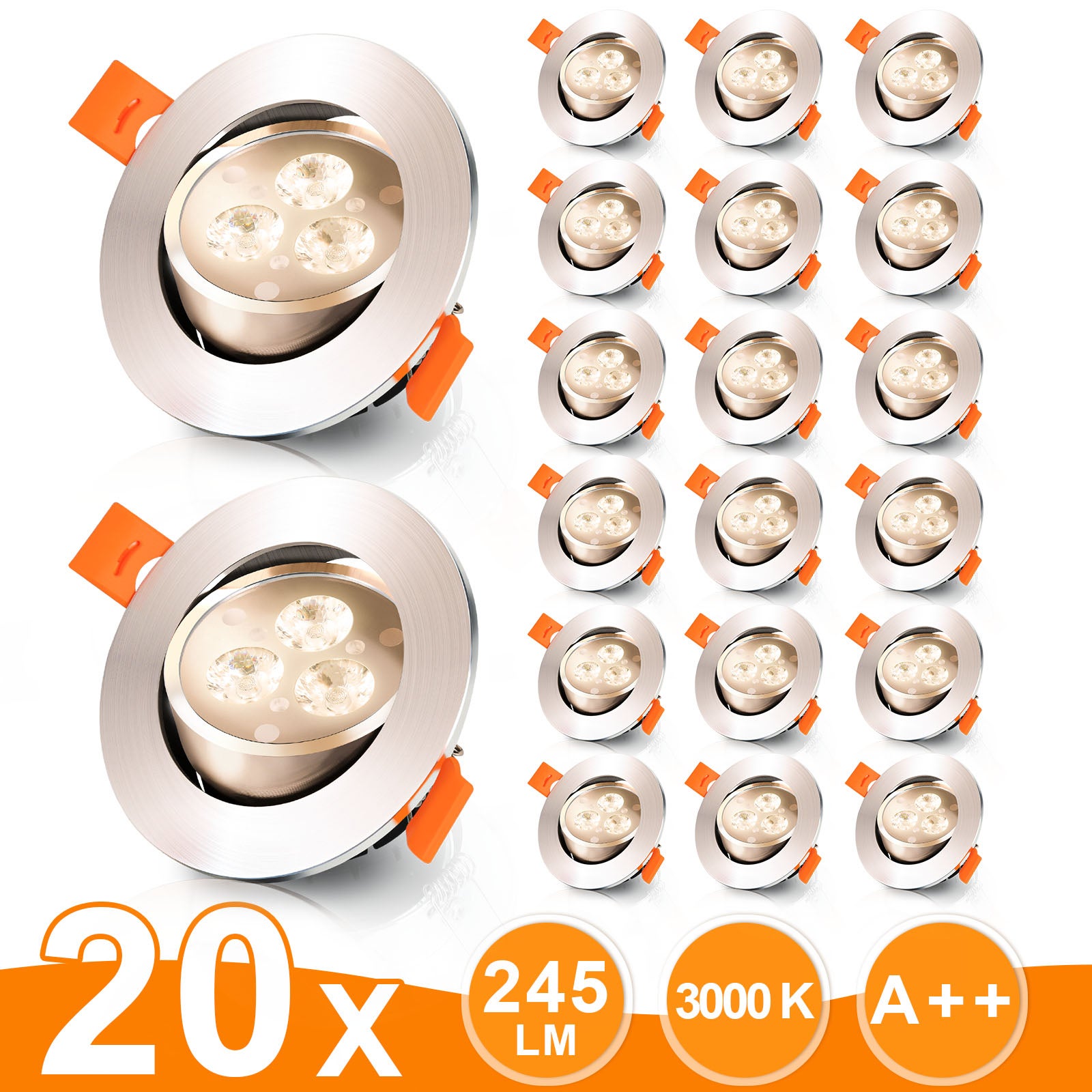 20x Focos empotrables LED orientables, Foco empotrable 3W,Foco ...