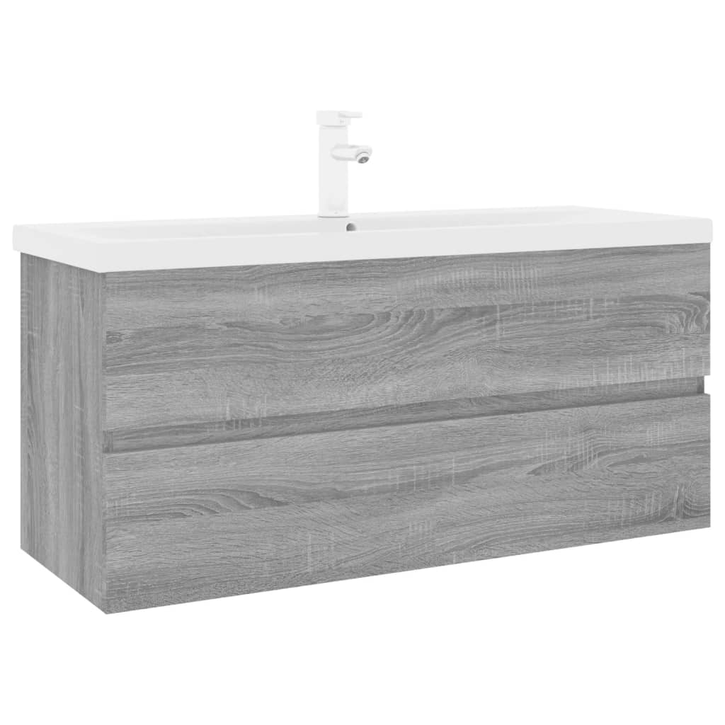 Mueble de ba?o con lavabo madera contrachapada gris Sonoma | Leroy Merlin