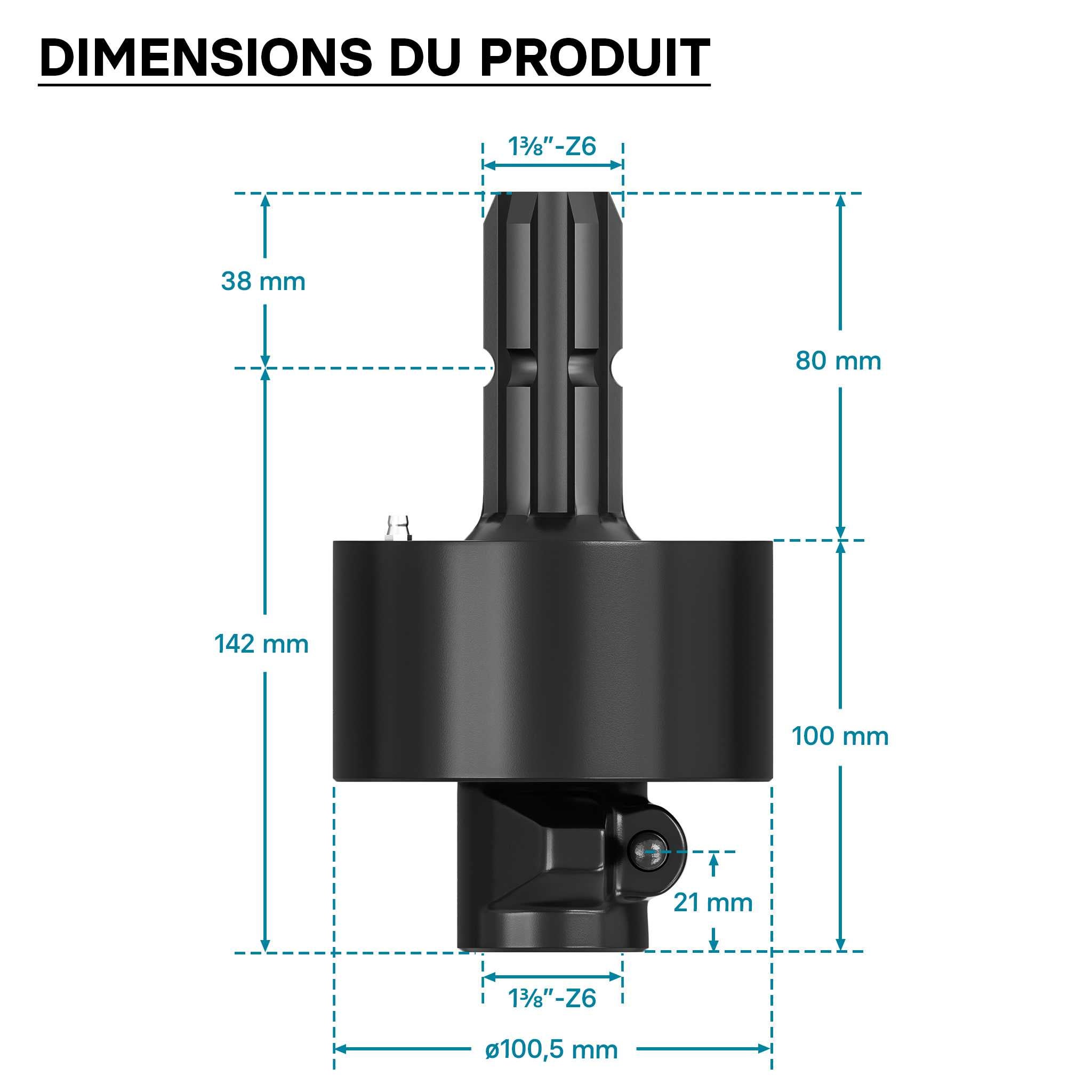 Embrayge à roue libre Arbre Cardan 201mm Filet Mâle Femelle 1 3/8 ...