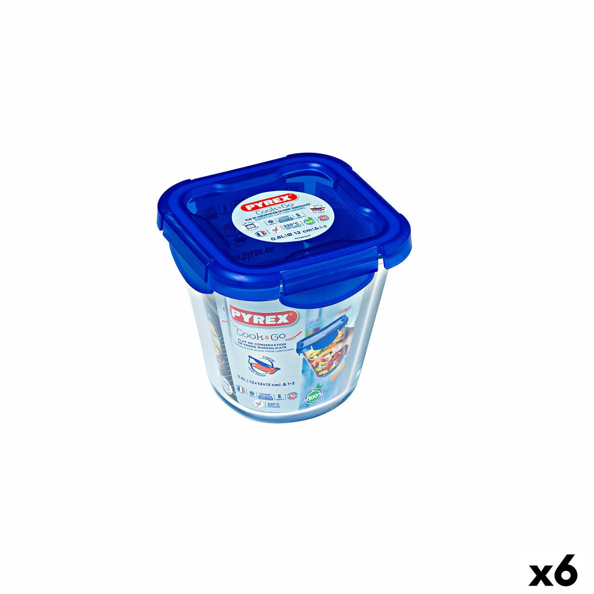 Boîte à lunch hermétique Pyrex Cook & go Transparent verre (800 ml) (6 ...