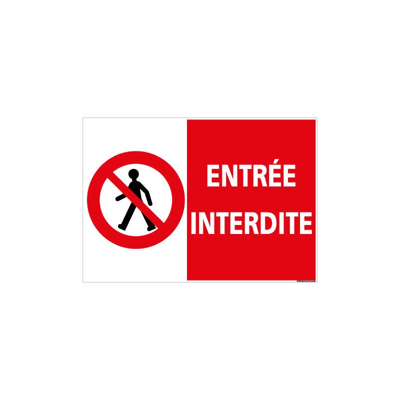 PANNEAU ENTREE INTERDITE (D1126) 300 x 210 mm Matière PVC | Leroy Merlin