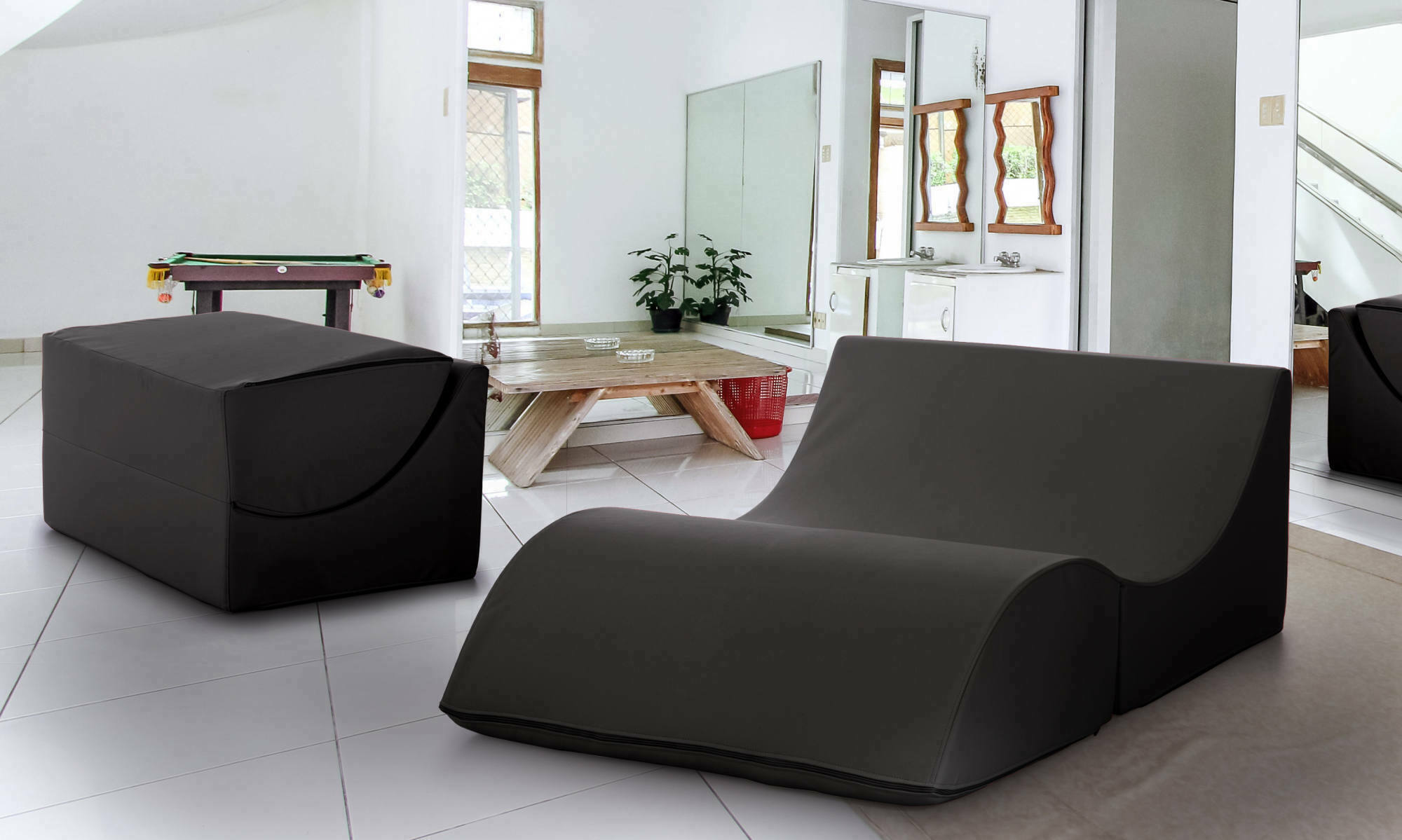 Lit pliant Annabella, Pouf transformable en lit double, Méridienne en ...