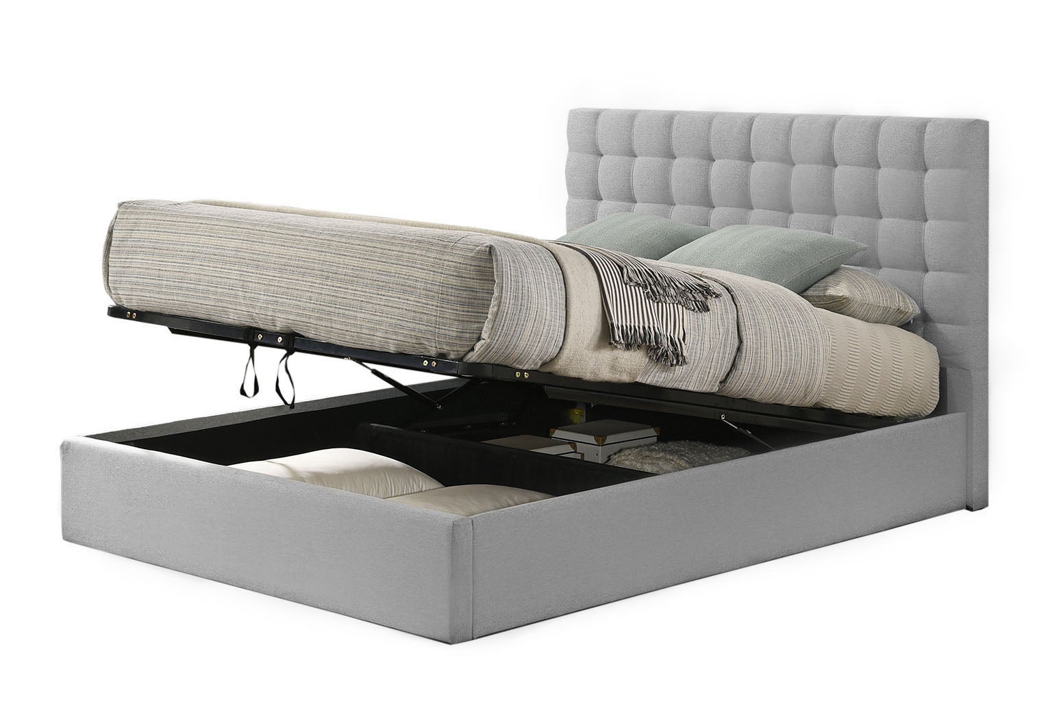 Cama Canape Abatible Trizen 150cm Gris en terciopelo + Colchon ...