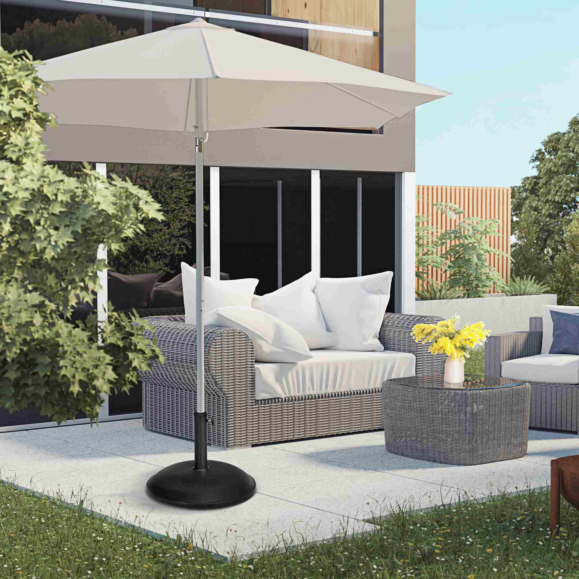 Pied parasol rond base lestage Ø49x34,5H cm poids net 20kg ciment PVC ...