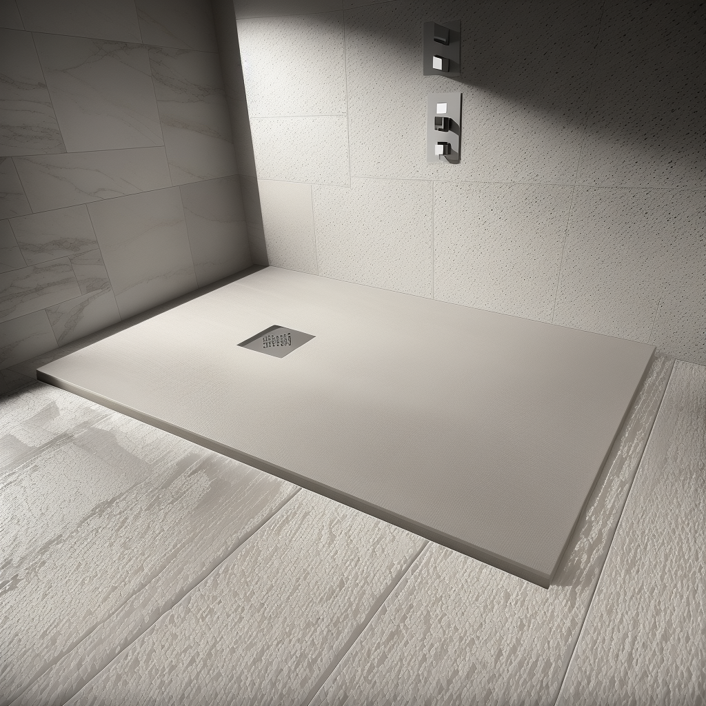 Plato de ducha de resina VALENCIA Acabado Pizarra 100x160 Gris Claro ...