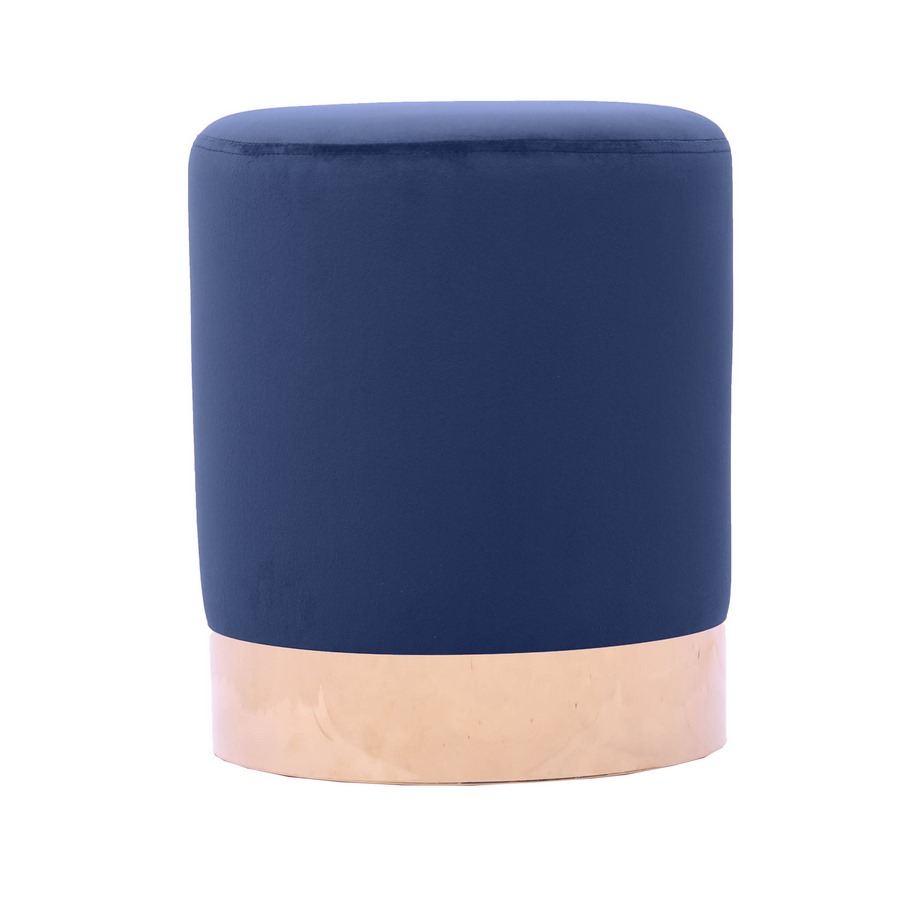 Pouf design rond recouvert de velours bleu | Leroy Merlin