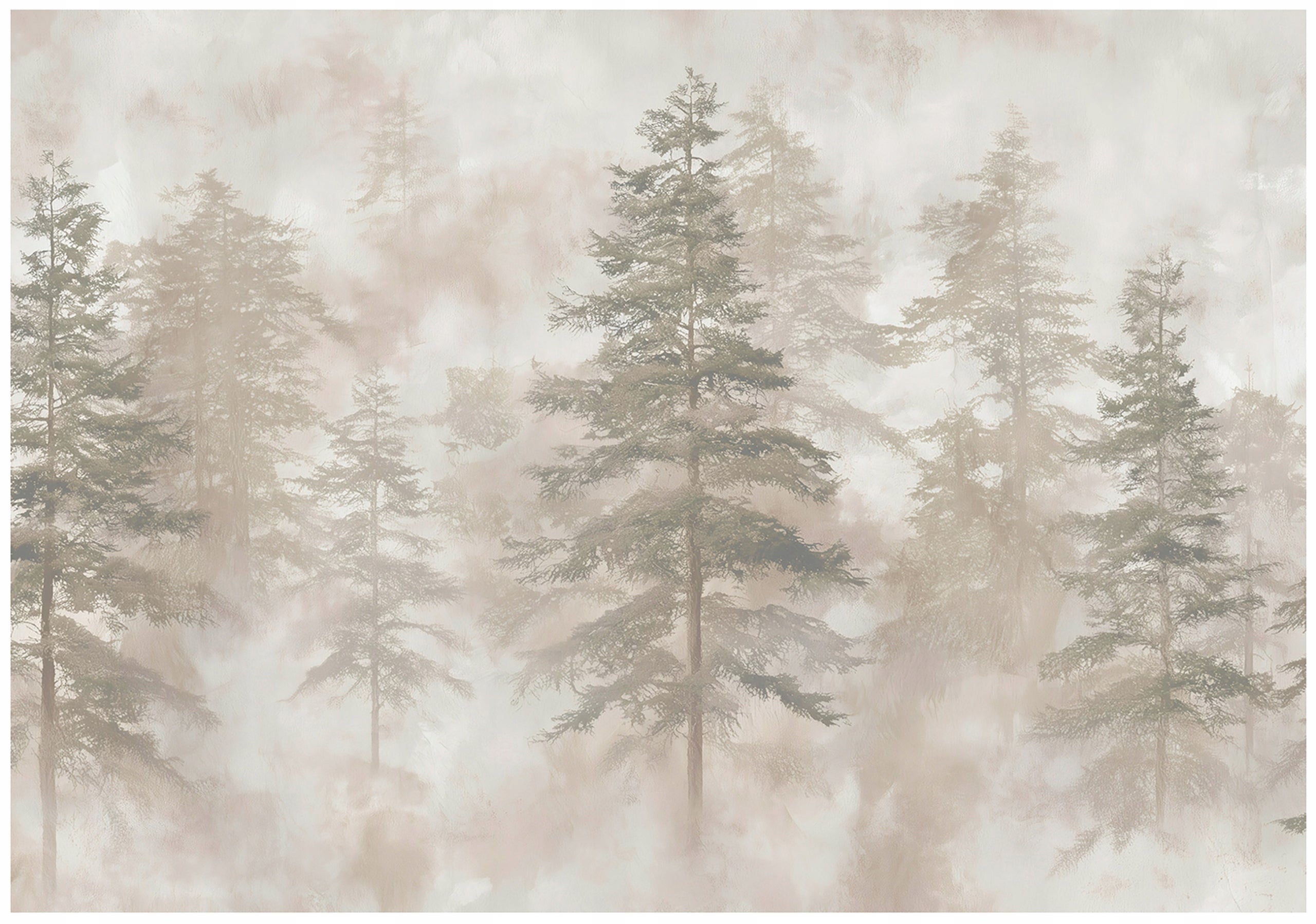 Papier Peint Panoramique Intissé Forêt Beige Arbres - 400x280 cm ...