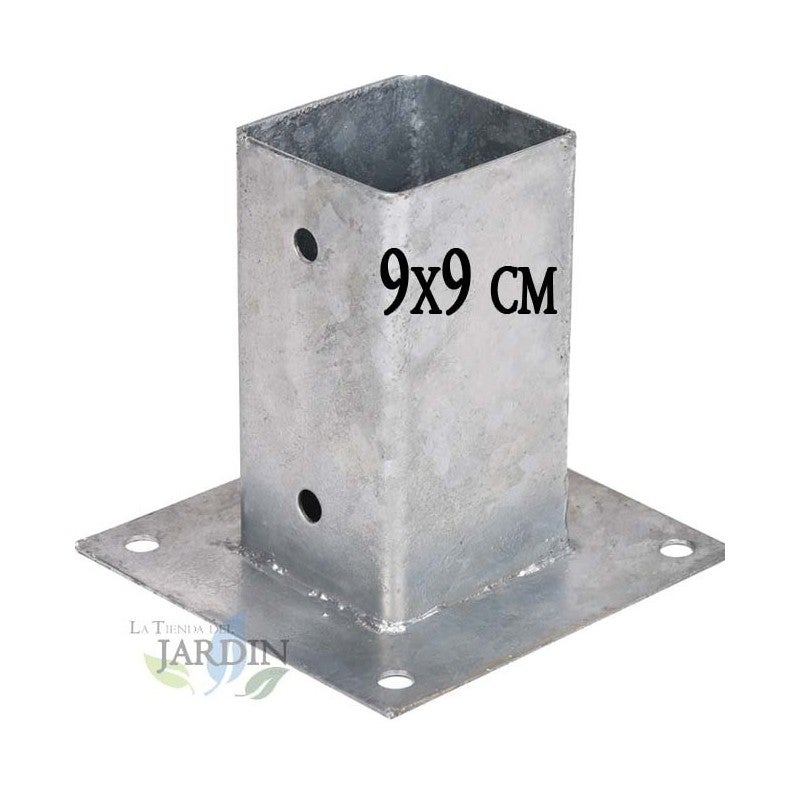 Ancoraggio metallico quadrato 9x9 cm, base 15x15 cm. Ideale per pali in ...